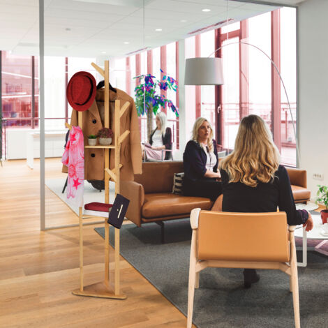 Relaxdays Triangular Coat Stand, with 9 Hooks, Bamboo, 2 Shelves ...