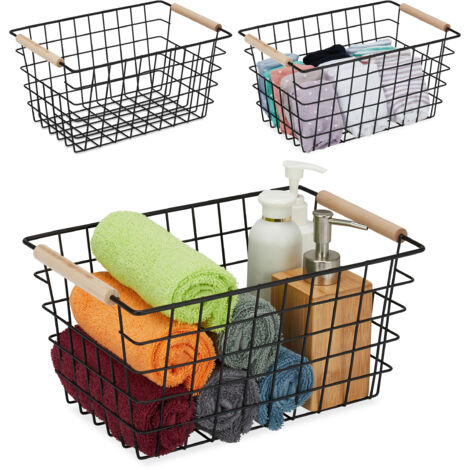 Wire Bathroom Basket Large Metal Wire Stacking Baskets With Handles