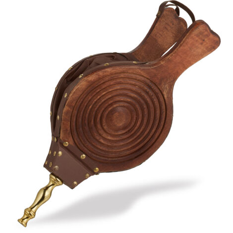 Relaxdays wooden bellows, air blower for grill & fireplace, length: 47 ...