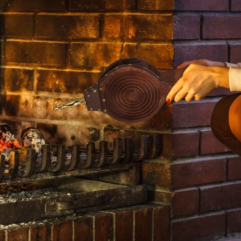 Relaxdays wooden bellows, air blower for grill & fireplace, length: 47 ...