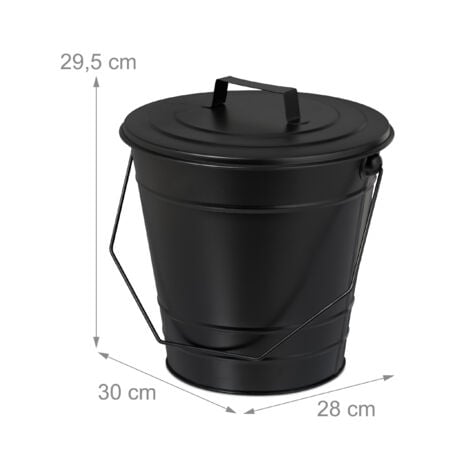 Relaxdays Ash bucket with lid, handle, 7 litres, iron, ash container ...