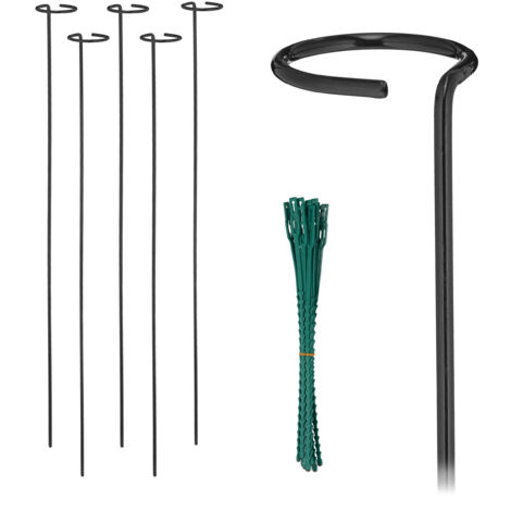 Relaxdays Plant Supports, Set of 6, Metal Climbing Rods with Ring ...