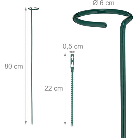 Relaxdays Plant Supports, Set of 10, Metal Climbing Rods with Ring ...