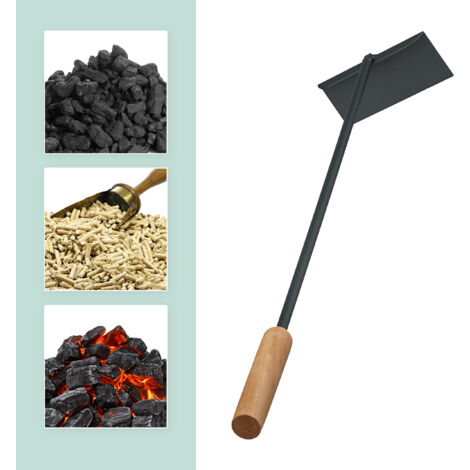 Relaxdays Ash Rake Scraper, Wooden Handle, Metal, 53 cm Long, for ...