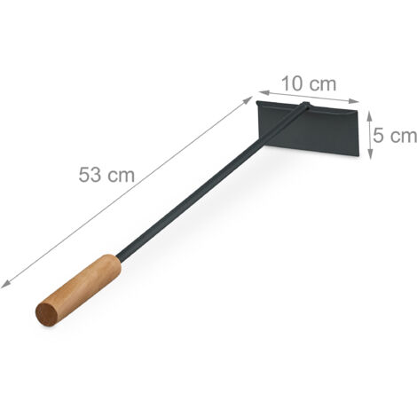 Relaxdays Ash Rake Scraper, Wooden Handle, Metal, 53 cm Long, for ...