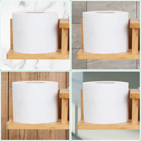 Relaxdays Toilet Roll Holder, Bamboo, Wall-Mounted, with Shelf for ...