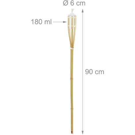 Relaxdays Garden Oil Torches, Set of 16, Bamboo, H: 90 cm, Outdoor ...