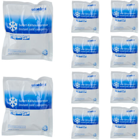 Relaxdays Instant Cold Compress, Set of 10, Ice Packs, 14.5 x 12.5 cm ...