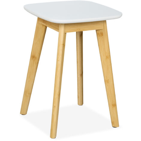 Relaxdays Bamboo Stool, for Kitchen, Hallway & Bathroom, HxWxD: 46 x 33 ...