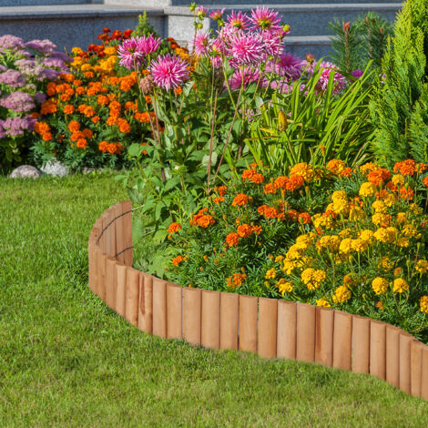 Relaxdays Garden Edging, Wooden Border, HWD: 20x120x2 cm, Flexible Push ...