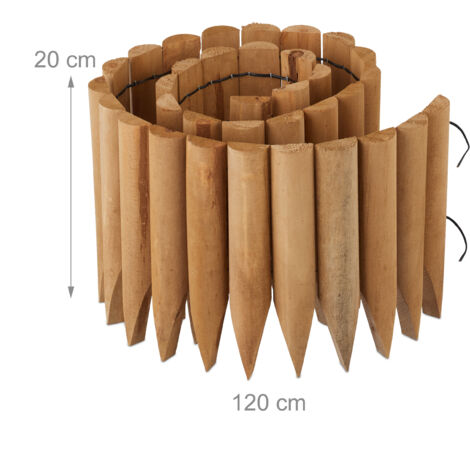 Relaxdays Garden Edging, Wooden Border, HWD: 20x120x2 cm, Flexible Push ...