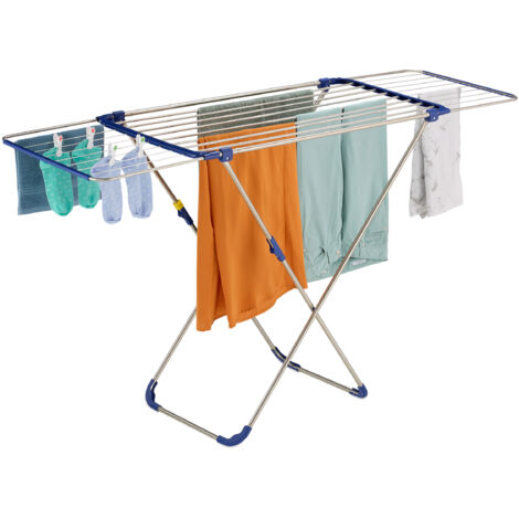 Relaxdays Clothes Horse, 2 Extendable Wings, Clothing Drying Rack, HWD ...
