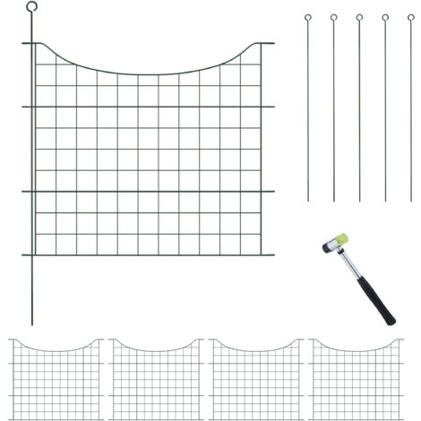Relaxdays Garden Fence, 5 Panels, HxW: 65x75 cm Each, Arch, Pond Border ...
