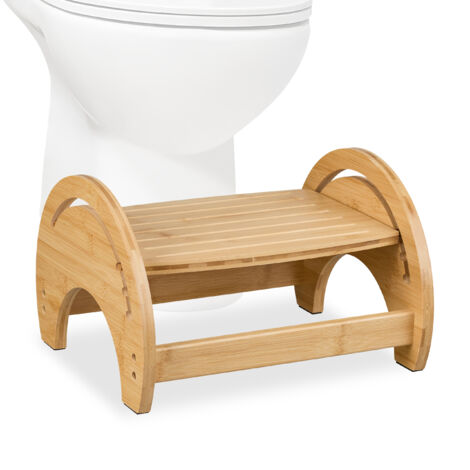 Relaxdays Toilet Stool, Adjustable Bathroom Step for Adults, Bamboo ...