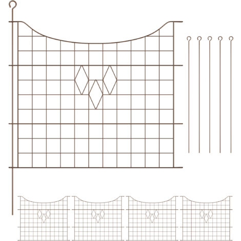 Relaxdays Garden Fence, 5 Panels, HxW: 66 x 76 cm each, Pond Border ...