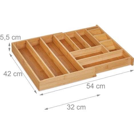 Relaxdays Cutlery Tray, Extendable, 8-11 Compartments, HxWxD: 5.5x32 ...