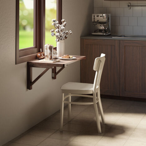 Relaxdays Wall-Mounted Folding Table, WxD: 60 x 40 cm, Wood, Space ...