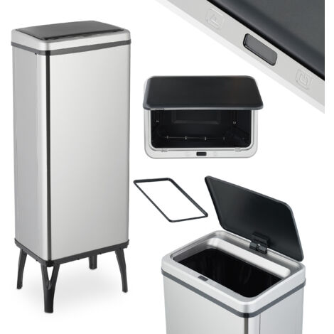 Relaxdays Kitchen Bin with Sensor, 60 L, Automatic Lid, Waste Container ...