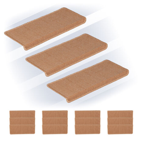 Relaxdays Stair Treads, Set of 15, Rectangular Step Mats, 65 x 24 cm ...