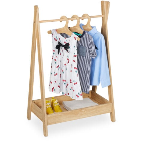 Relaxdays Children's Clothing Rack, HWD 98.5 x 62 x 40 cm, 3 Hangers ...