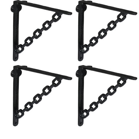 Relaxdays Shelf Brackets, Set of 4, Cast Iron, Supports, for Wall ...