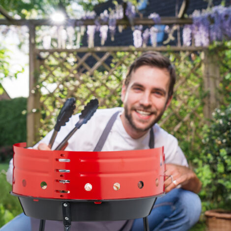 Relaxdays Charcoal Barbecue, Ø 37 cm, Tripod Stand, Round Grill, for ...