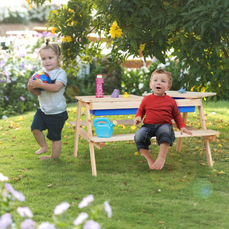 Relaxdays Children's Picnic Table, Garden Bench for Kids, Sand & Water ...