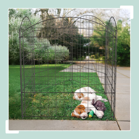 Relaxdays Garden Fence, 5 Panels, each HxW: 79x78 cm, Arch Design ...