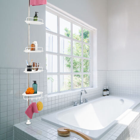 Relaxdays Telescopic Shower Caddy, 99-311 cm, Corner Shelf, No Drilling ...