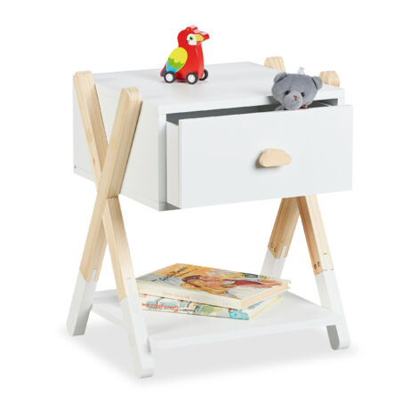Relaxdays Children's Bedside Table, Kids Nightstand with Drawer, HWD ...