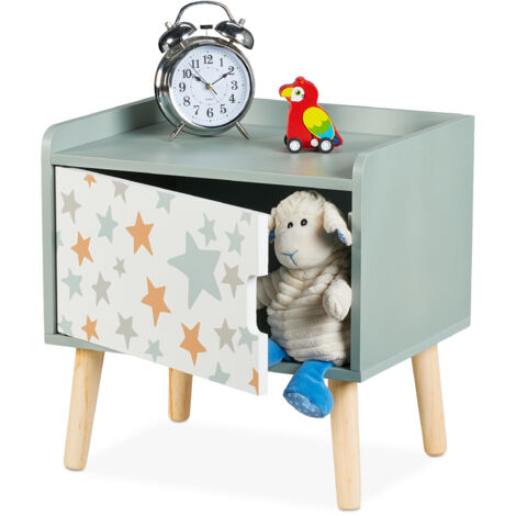 Relaxdays Children's Bedside Table, Stars, Kids Nightstand with ...