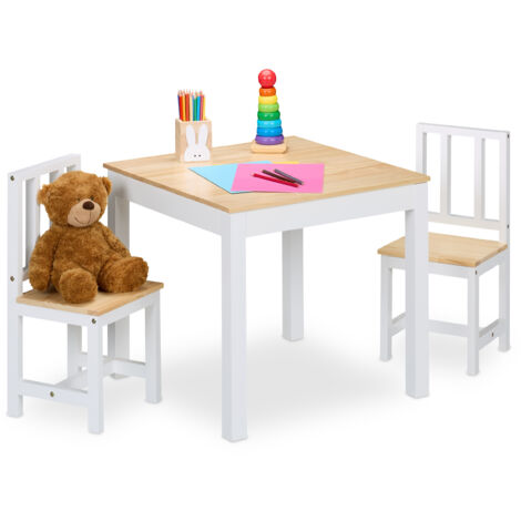 Relaxdays Kids Table & 2 Chairs Set, 3-Piece, Children's Room Seating ...
