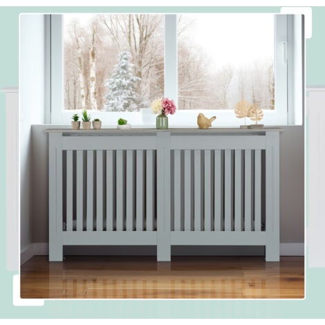 Relaxdays Radiator Cover, Slatted Design, HWD: 83x152x19 cm, Wood ...