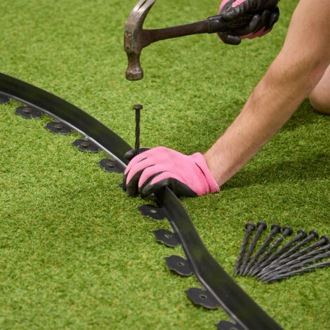 Relaxdays Lawn Edging with Ground Stakes, 20 m, for Flowerbed & Path ...