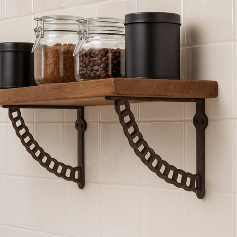 Relaxdays Shelf Brackets, Set of 4, Cast Iron, Supports, for Wall ...
