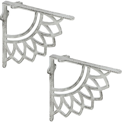 Relaxdays Shelf Brackets, Set of 2, Cast Iron, Boho Mandala Design ...