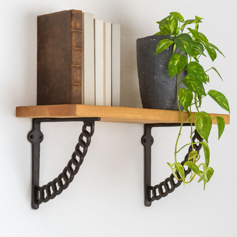 Relaxdays Shelf Brackets, Set of 4, Cast Iron, Supports, for Wall ...