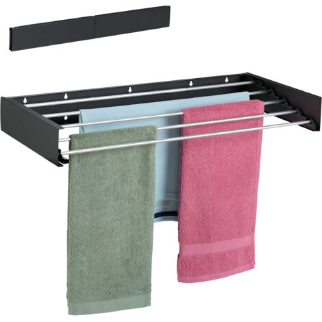 Relaxdays Wall-Mounted Clothes Airer, HWD: 15x80x40 cm, Folding ...