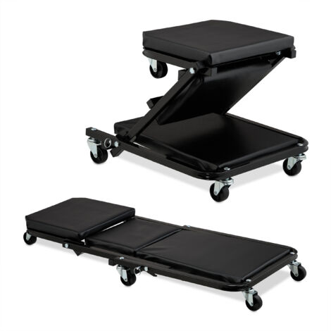 Relaxdays Folding Car Creeper Board, Heavy Duty Convertible Stool ...