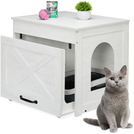 Relaxdays Cat Cabinet for Litter Tray, Hide Cat Litter Box, Pull-Out ...