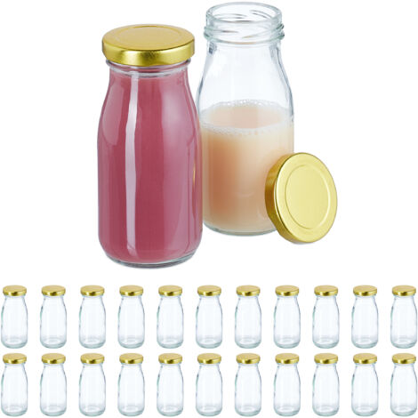 Relaxdays Glass Bottles, Set of 24, 150 ml, with Screw Lid, Refillable ...