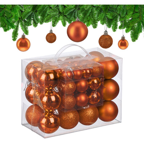 Relaxdays Christmas Baubles, Set of 50, Tree Ornaments, Holiday ...