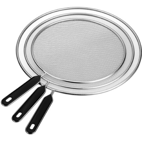 Relaxdays Pan Splatter Guard, 3-Piece Set, Stainless Steel Screens, ∅ ...