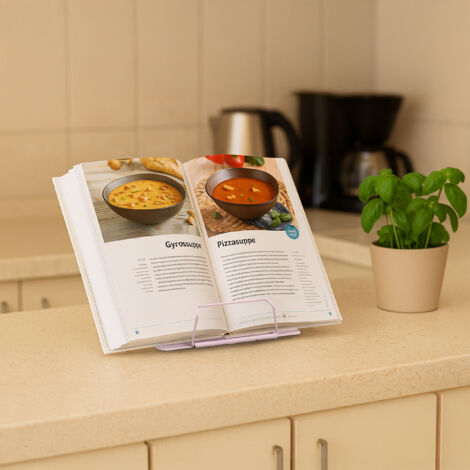 Relaxdays Book Stand, Set of 2, Cookbook Holder, Height Adjustable ...