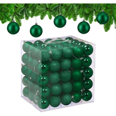 Relaxdays Christmas Baubles, Set of 100, Tree Ornaments, Holiday ...