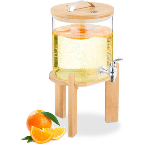 Relaxdays Drinks Dispenser, 5 Litres, Cold & Hot Beverages, Bamboo ...