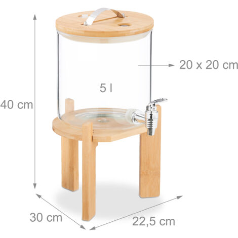 Relaxdays Drinks Dispenser, 5 Litres, Cold & Hot Beverages, Bamboo ...