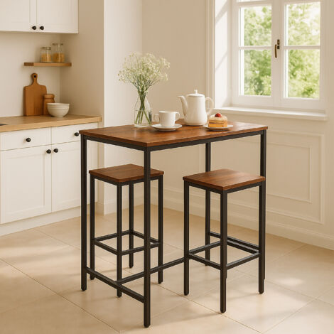 Relaxdays Bar Table Set, 3-piece, Counter with Stools, HWD: 90 x 120 x ...