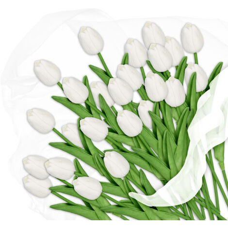 48 artificial tulips, 24 lifelike plastic flowers, decorative ...
