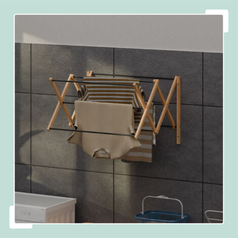 Relaxdays extendable wall-mounted clothes dryer, HxWxD: 45 x 71.5 x 59 ...